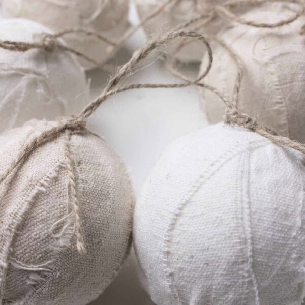 DIY Drop Cloth Rag Ball Homemade Christmas Ornaments - Farmhouse on Boone