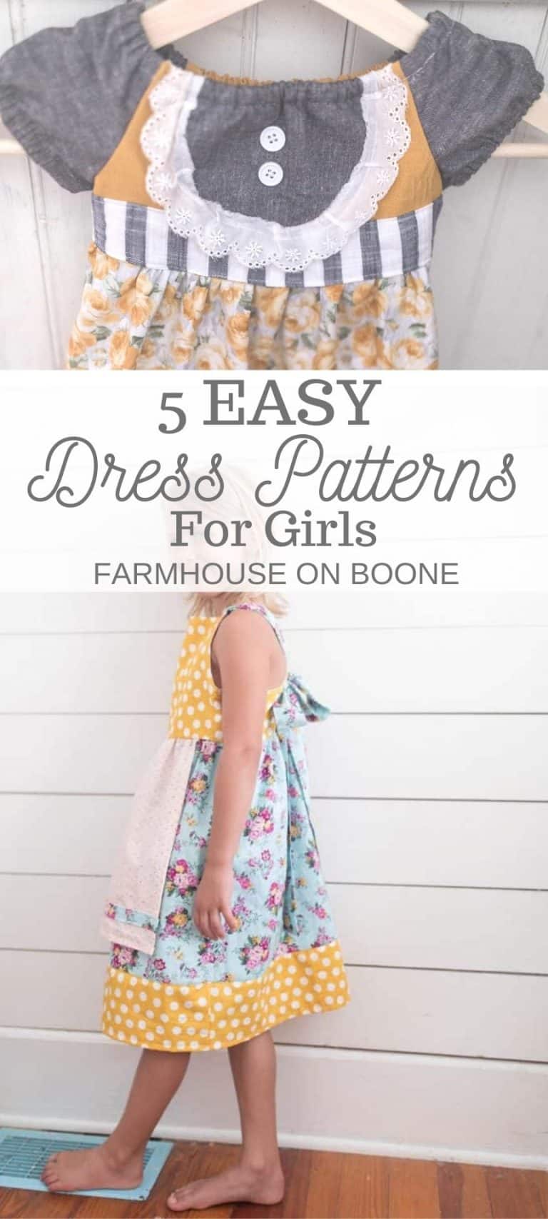 5 Easy Dress Patterns For Girls - Farmhouse on Boone