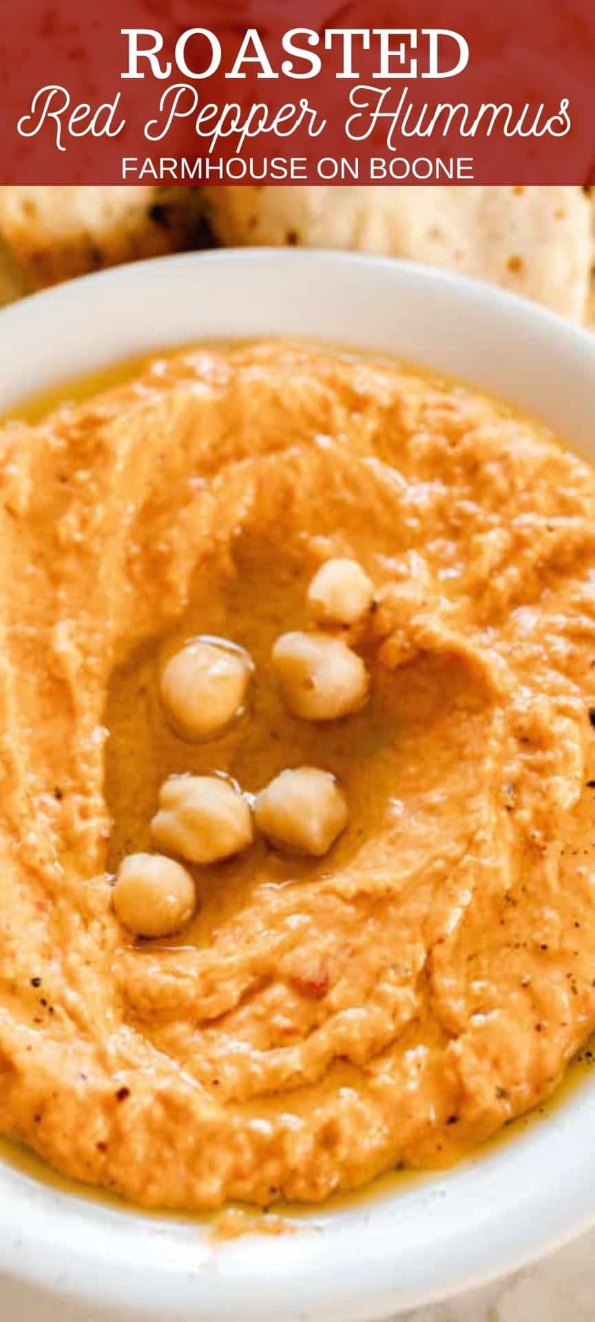 Roasted Red Pepper Hummus - Farmhouse on Boone