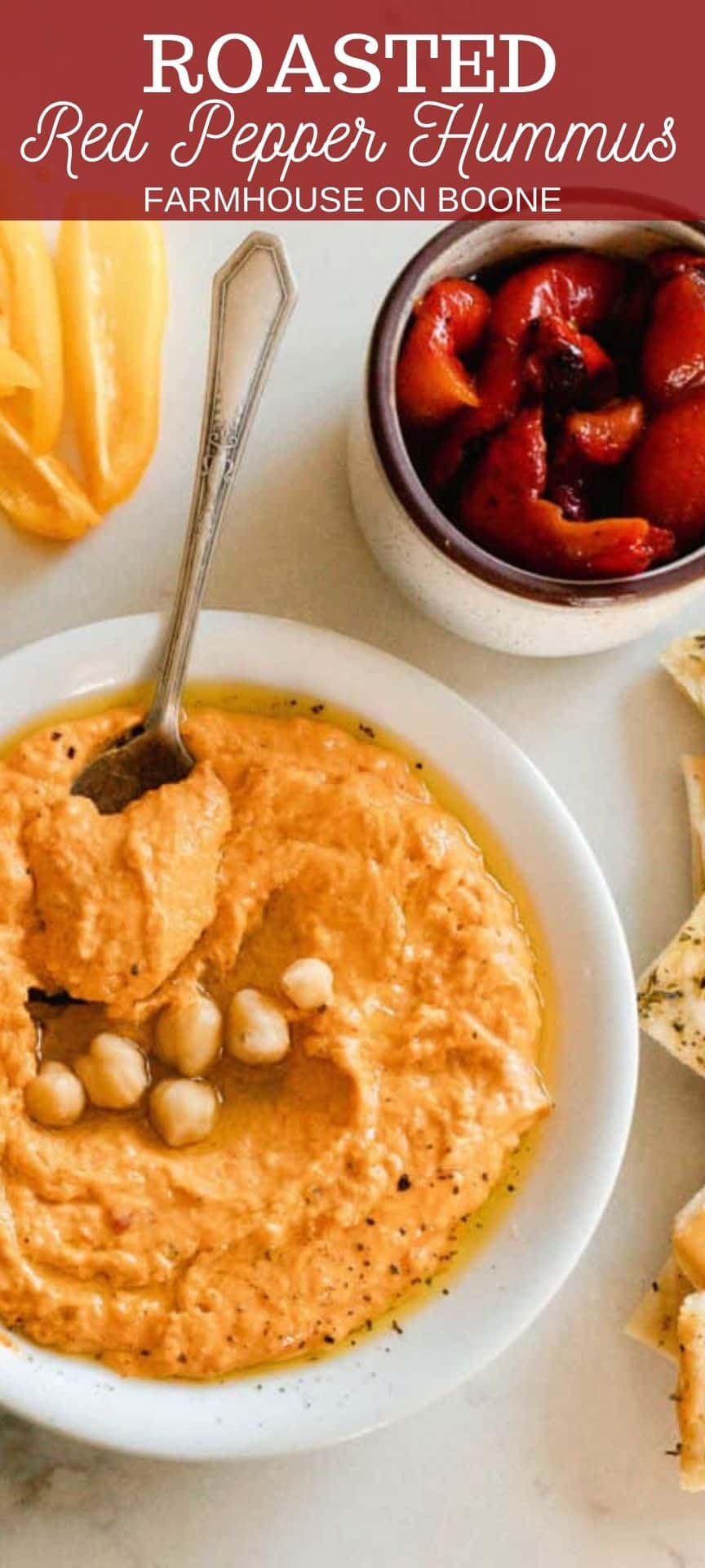 Roasted Red Pepper Hummus - Farmhouse on Boone