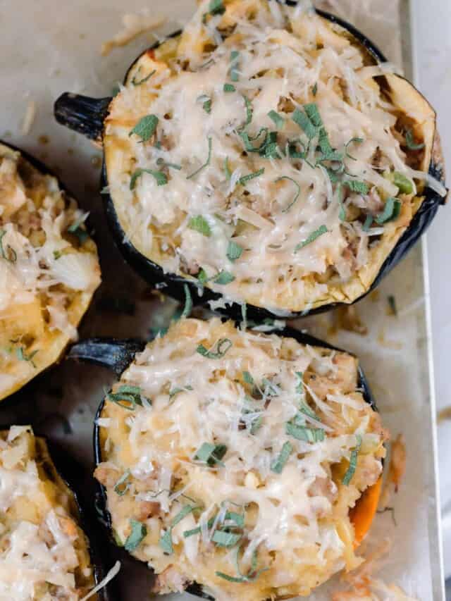 Acorn Squash with Apple Sausage Filling - Farmhouse on Boone Acorn Squash with Apple Sausage Filling - Farmhouse on Boone