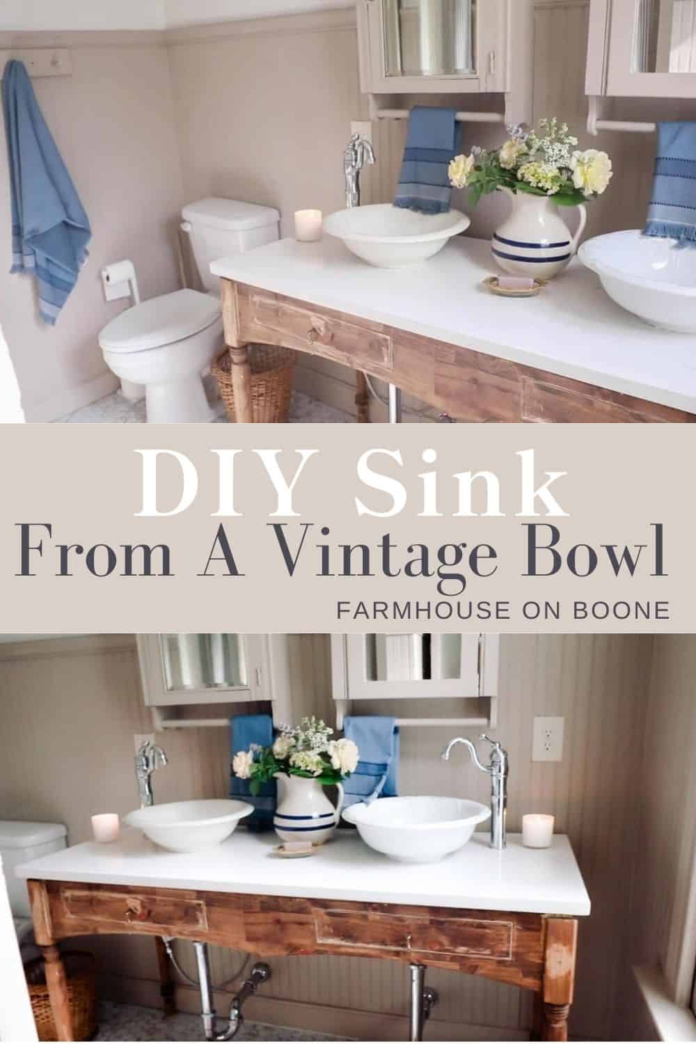DIY Sink From Vintage Bowl - Farmhouse on Boone