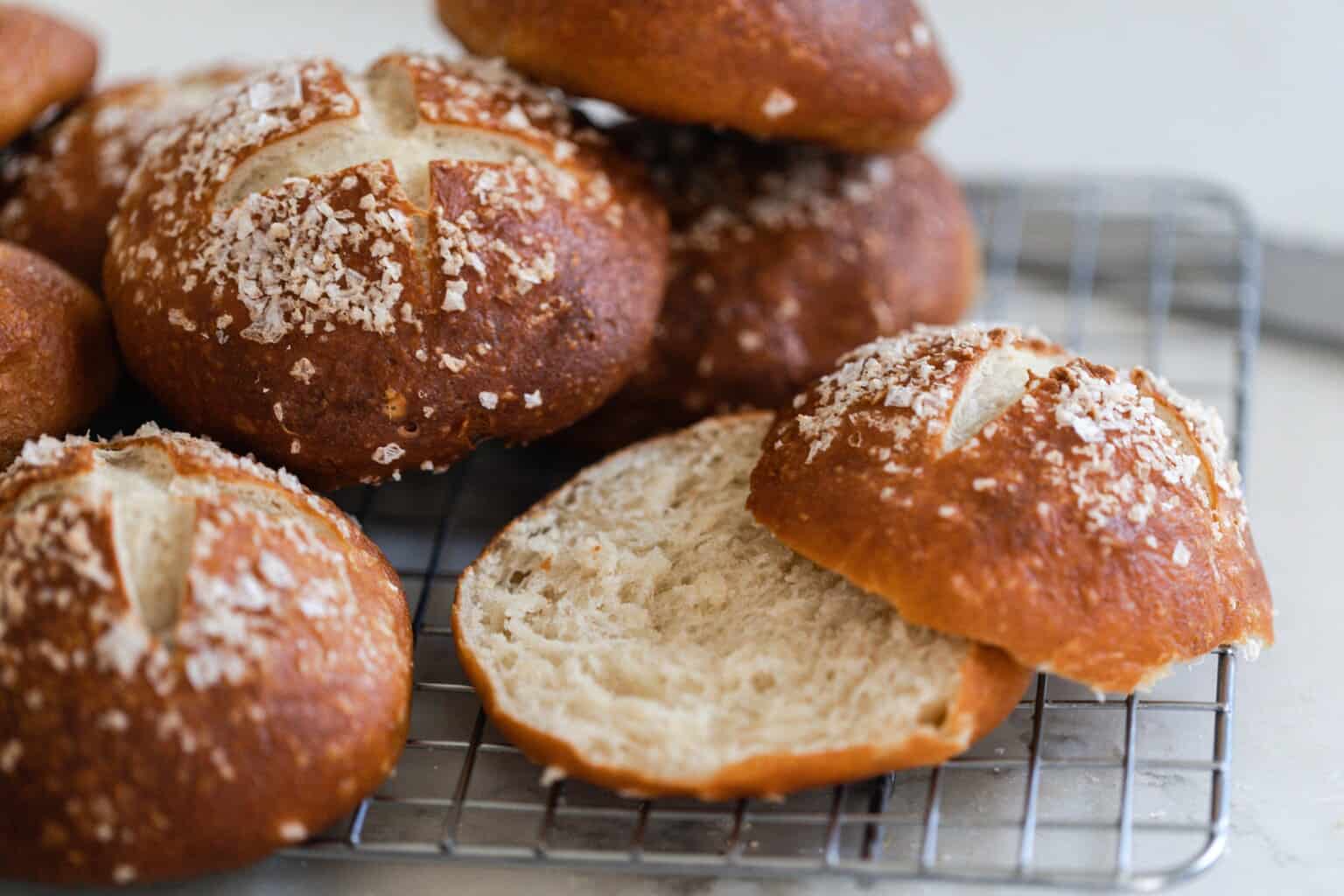 Easy Sourdough Pretzel Buns Recipe - Farmhouse on Boone