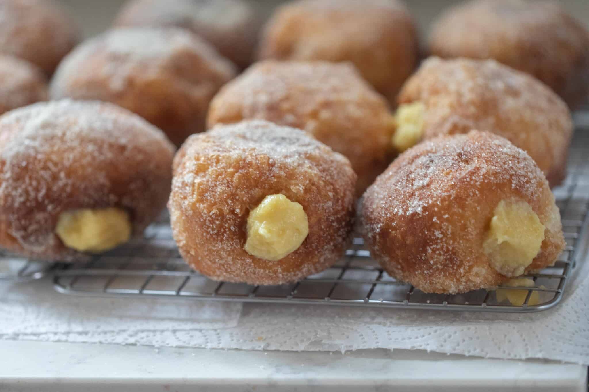 Homemade Brioche Donuts with Vanilla Custard Filling - Farmhouse on Boone