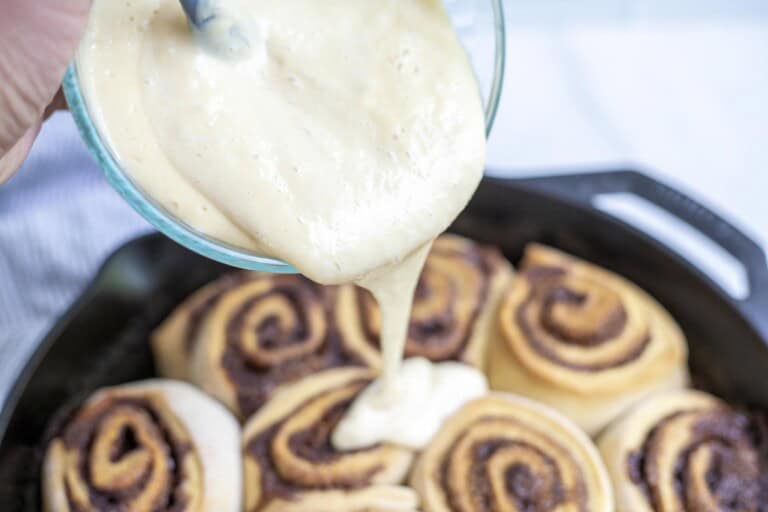Easy Cinnamon Roll Icing Recipe - Farmhouse on Boone